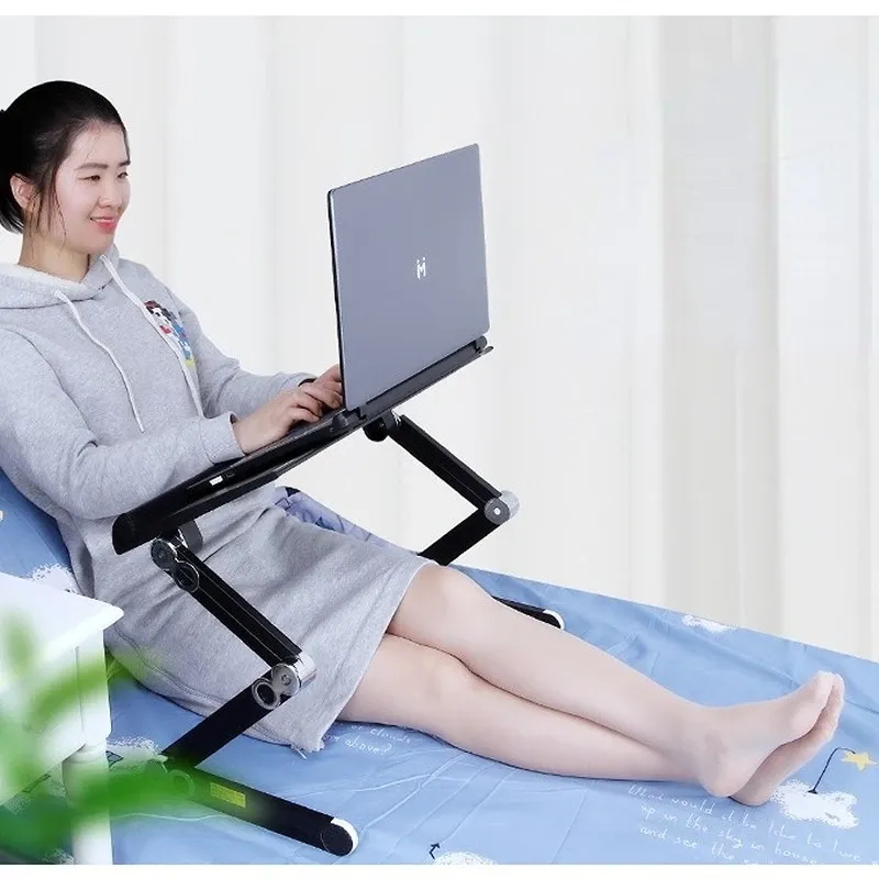 Adjustable Lazy Desk for Bed, Computer Desk with Flat Folding Table ...
