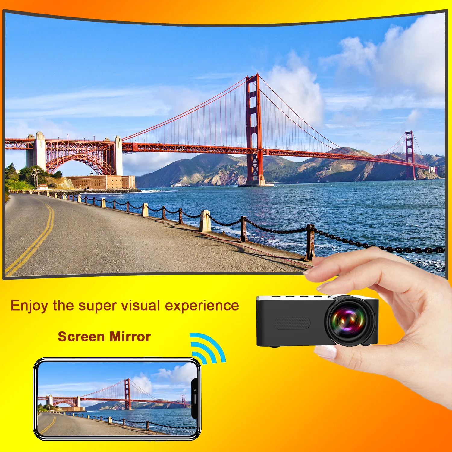 DHgate.com:YT100 Portable Pocket-Sized Outdoor Projector, Rechargeable Movie Theater for Home ...