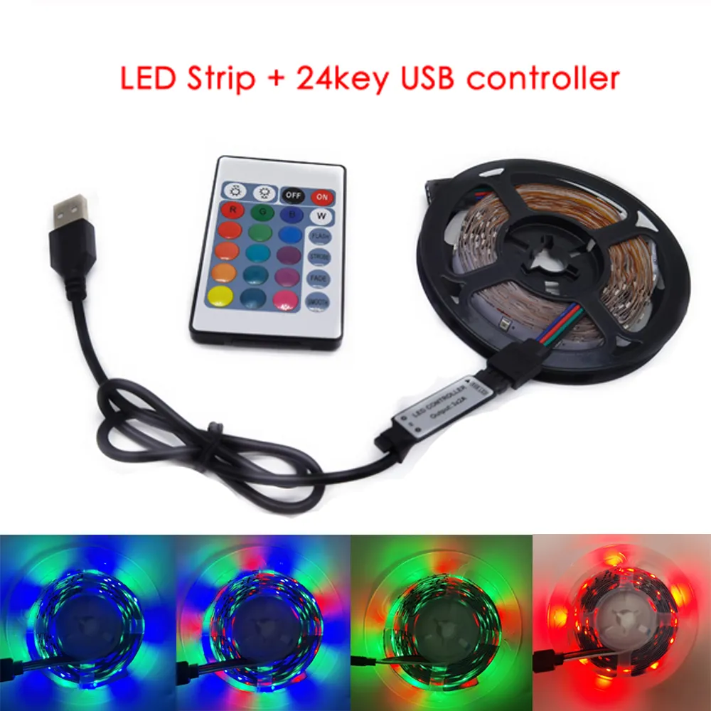 5V RGB LED Strip Light USB Powered 16.4 ft 2835 Diode Ribbon for PC TV ...