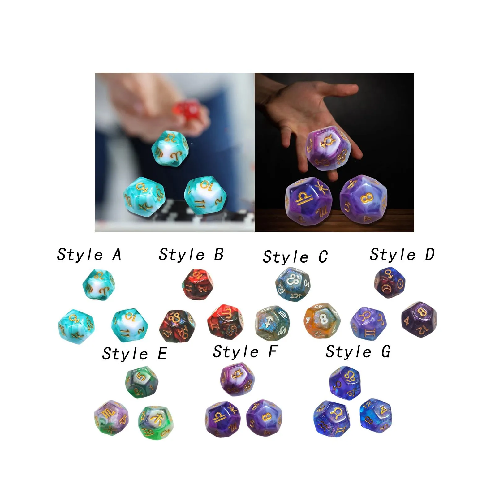 12-Sided Acrylic Dice Set for Card, Role Playing, and Board Games from ...