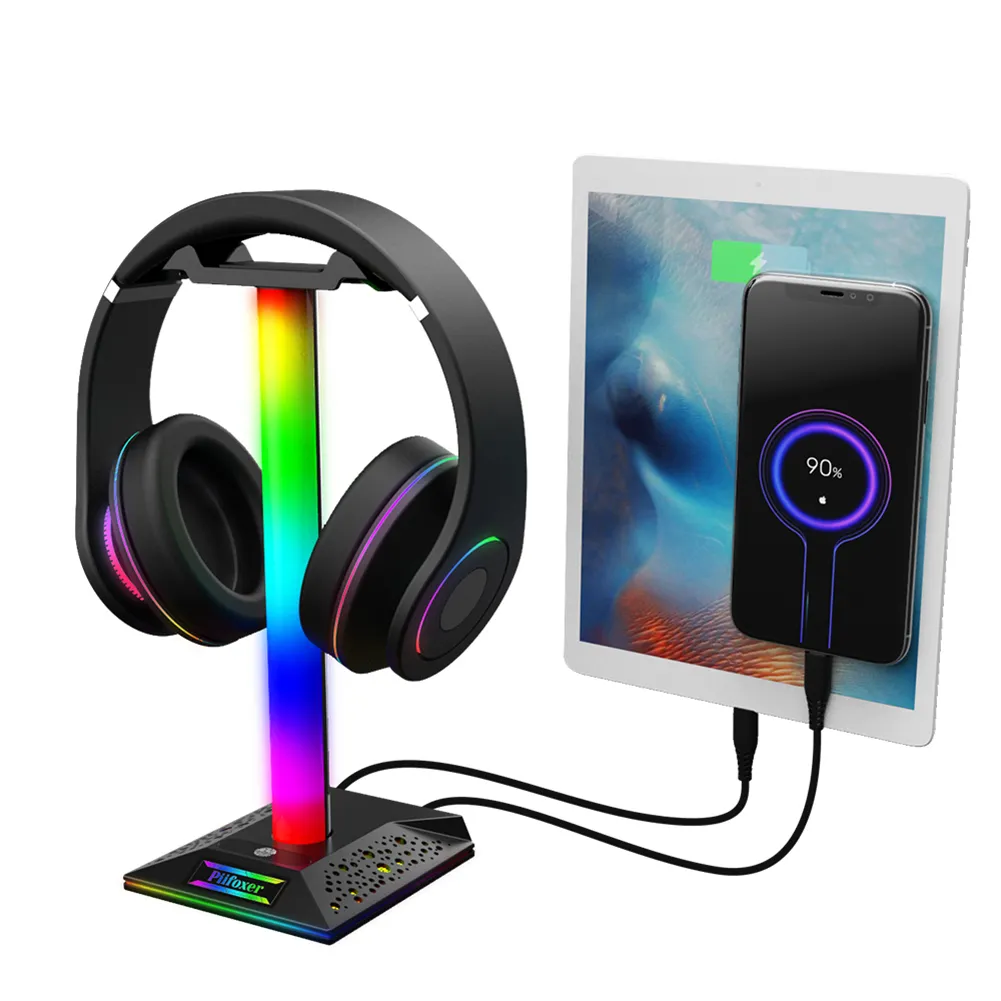 DHgate.com:RGB Gaming Headset Stand: Dual USB, 3.5mm Audio, Plastic ...