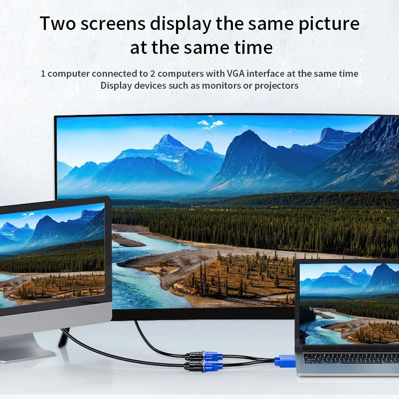 1080P Dual Port VGA Splitter Cable for LCD TV Box, Displays, and ...