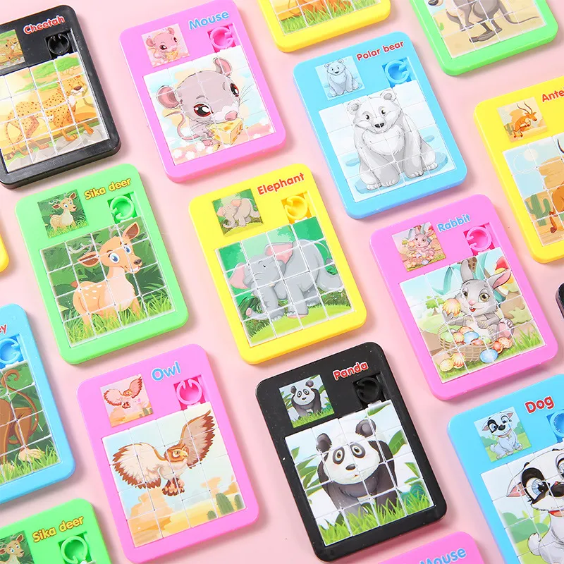 Animal Sliding Puzzle Intellectual Toys Kids Birthday Party Favor ...