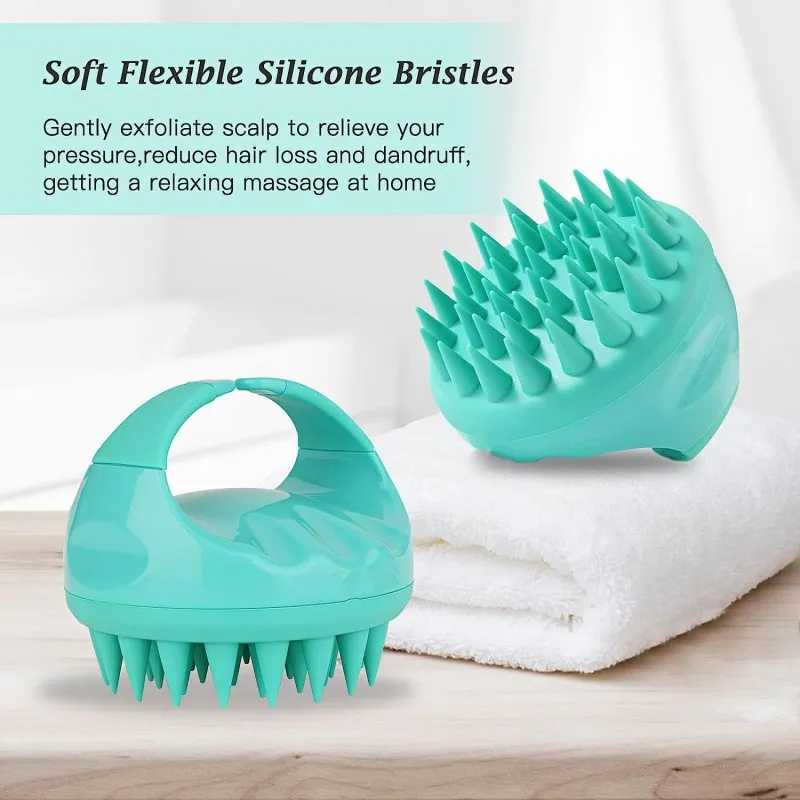 DHgate.com:Silicone Scalp Massager Brush for Deep Cleaning, Shampooing, Hair Growth - Blue:Hair ...