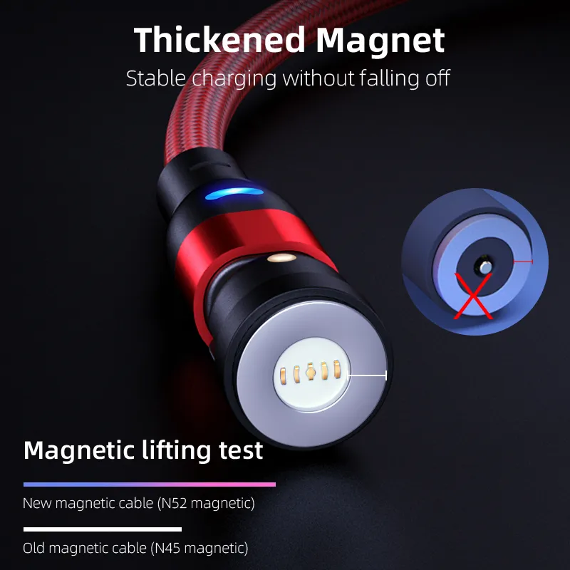 DHgate.com:3A Fast Charging Magnetic Cable, 540° Rotatable, Data Sync ...