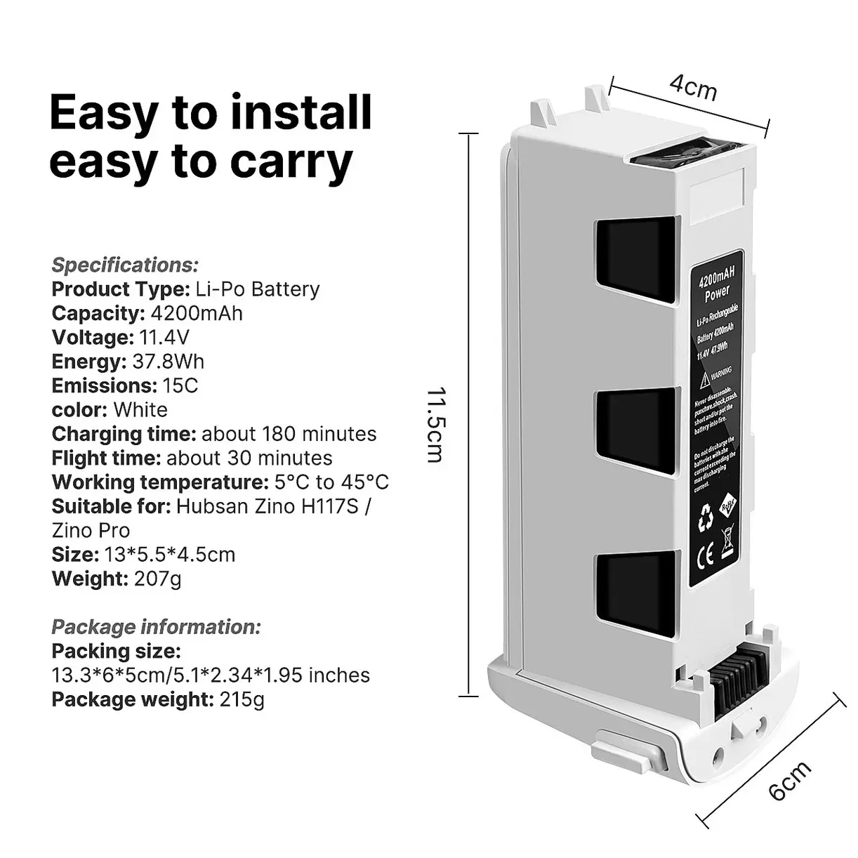 DHgate 4V 4200mAh Rechargeable Extended Flight Battery for Hubsan H117S Zino GPS RC Quadcopter Drones Computers Networking