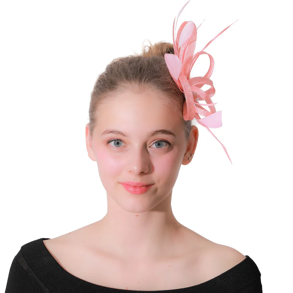 Pink Bowknot Chic Sinamay Fascinator Hair Pins Church Wedding Bridal ...