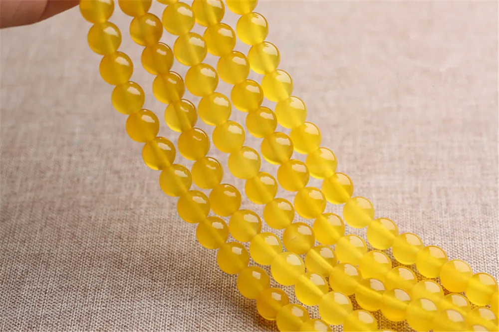 Natural Yellow Agate Beads Round Smooth Polished 2mm-14mm for Jewelry ...