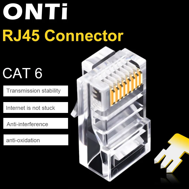 ONTi RJ45 CAT6 Connector 8P8C Modular Plug Ethernet Cable Head 1Gbps ...