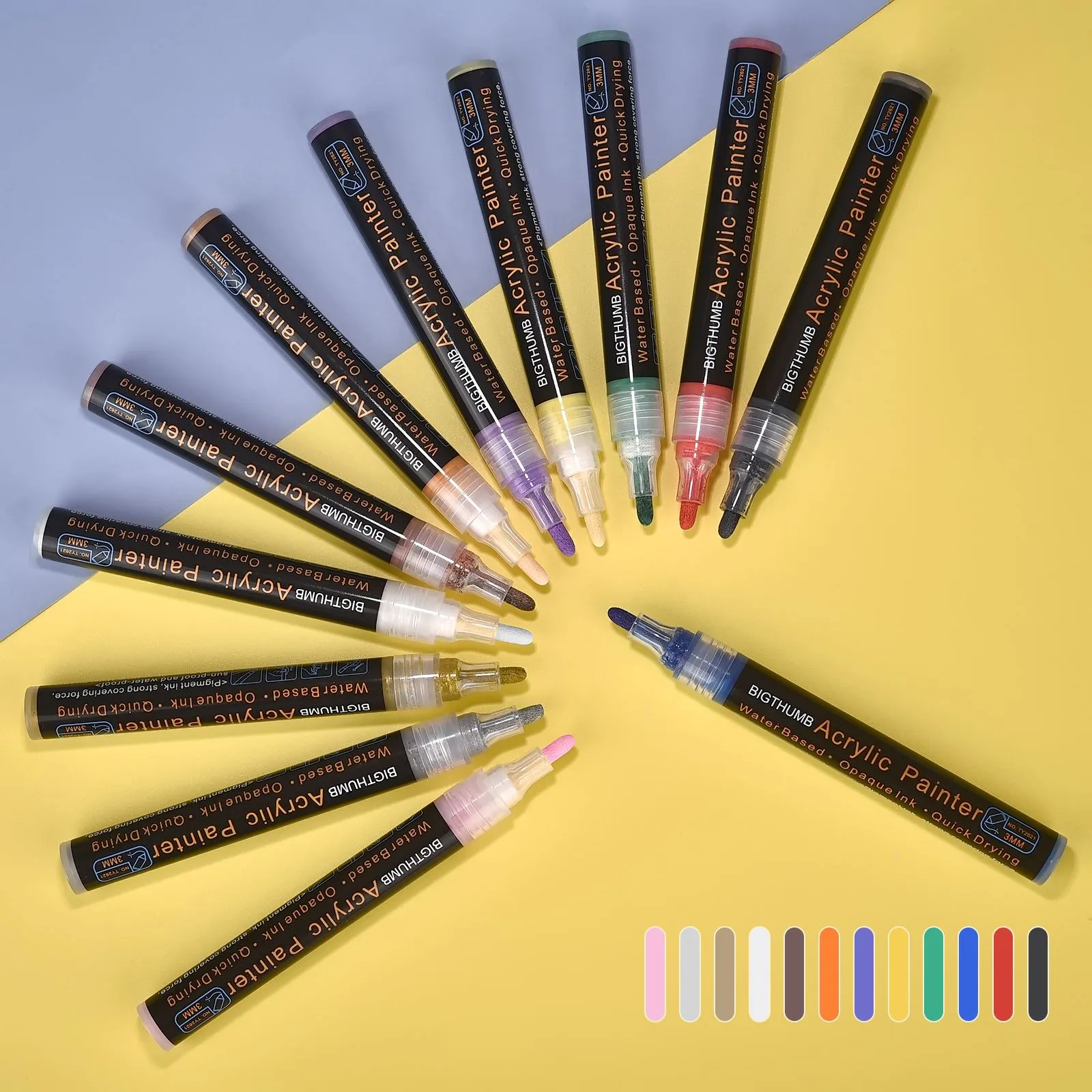 DHgate.com:12-Color Acrylic Paint Marker Pens for Ceramic, Glass, Rock ...
