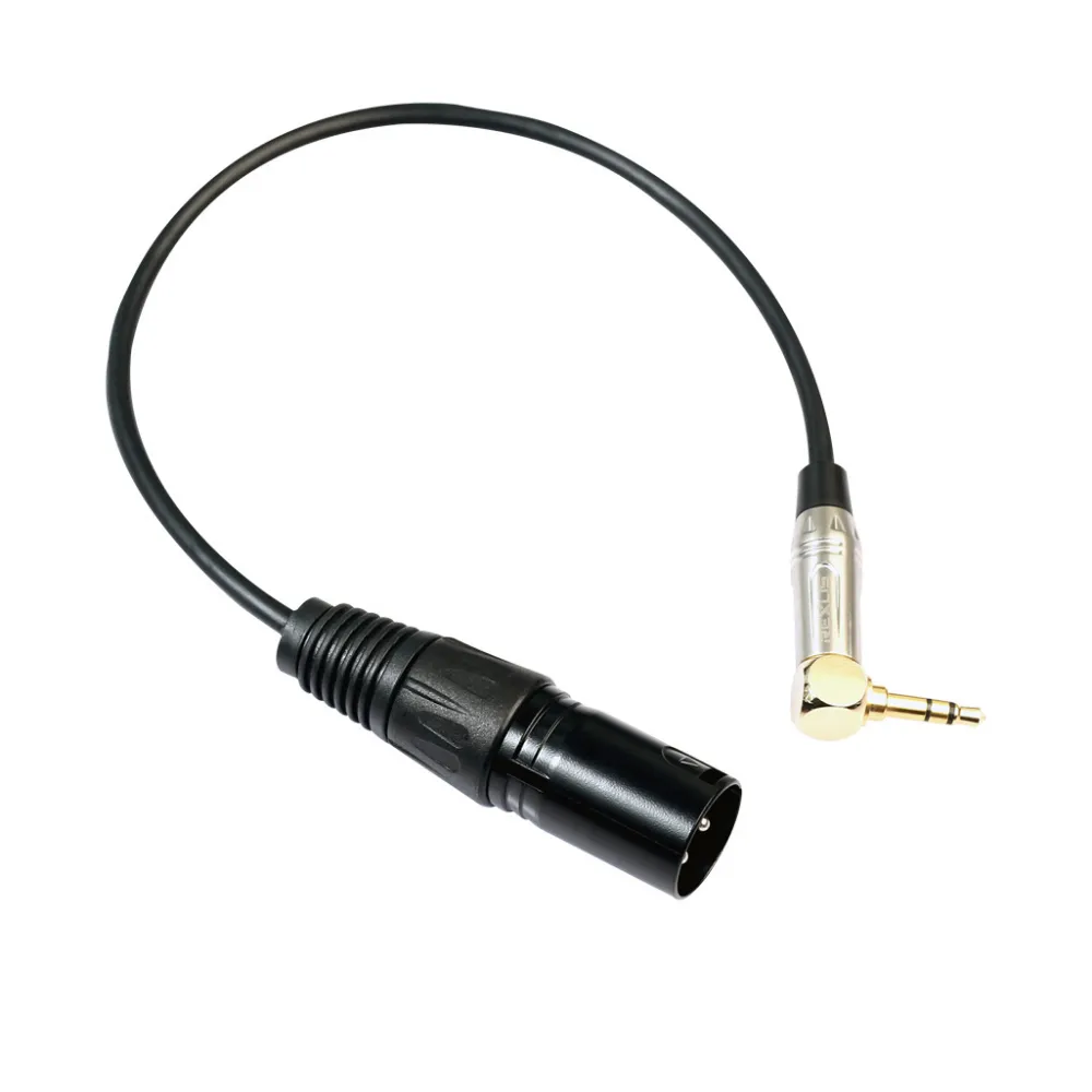 30cm XLR 3 Pin Male To 90° Elbow 3.5mm Stereo Plug Audio Cable Adapter ...