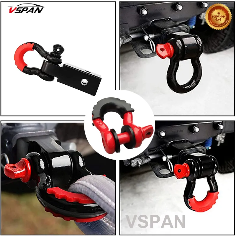 Heavy-Duty 3.25T Black Towing Shackle Hook with Isolator Cover for Off ...