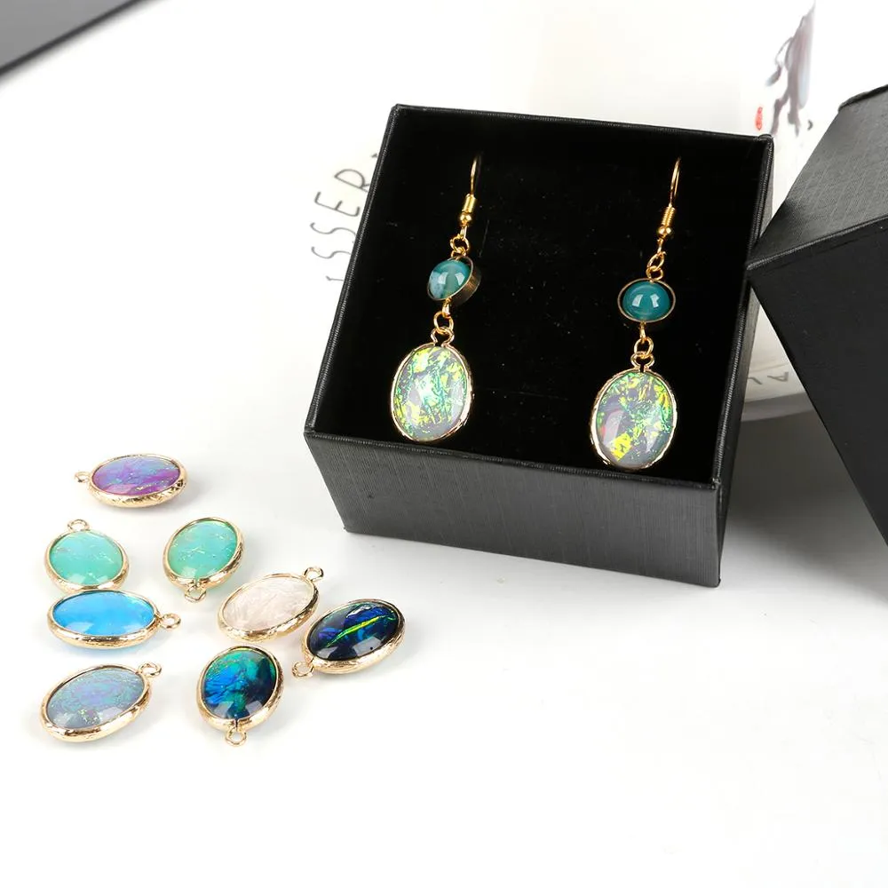 15x20mm Copper Double-Side Oval Resin Pendants for DIY Handmade Crafts ...