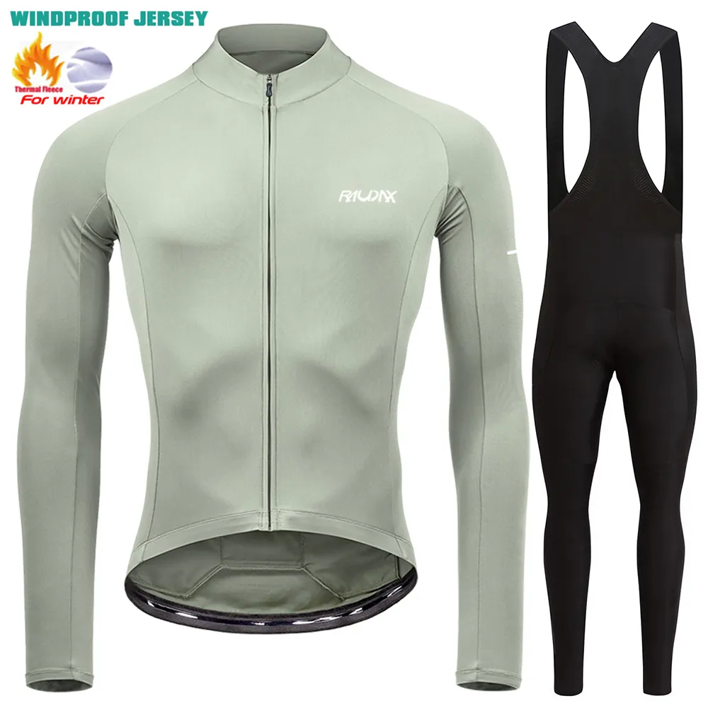 Men's Thermal Fleece Long Sleeve Cycling Jersey for Winter MTB Road ...