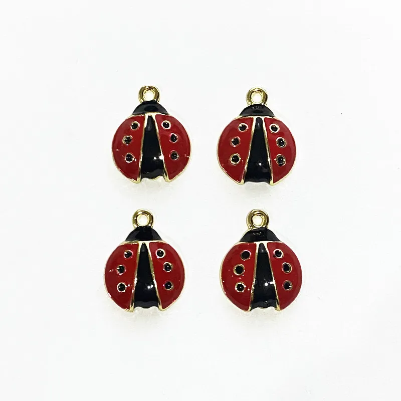 Red Enameled Ladybug Pendant Connector Tibetan Silver Color Gold DIY ...