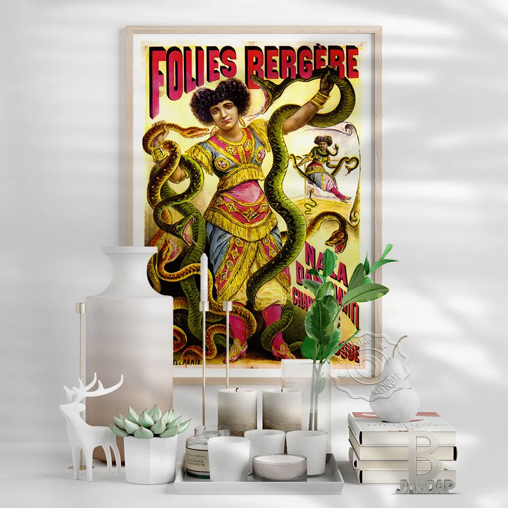 1890-1910 Folies Bergere Vaudeville Snake Woman Art Print - Vintage ...