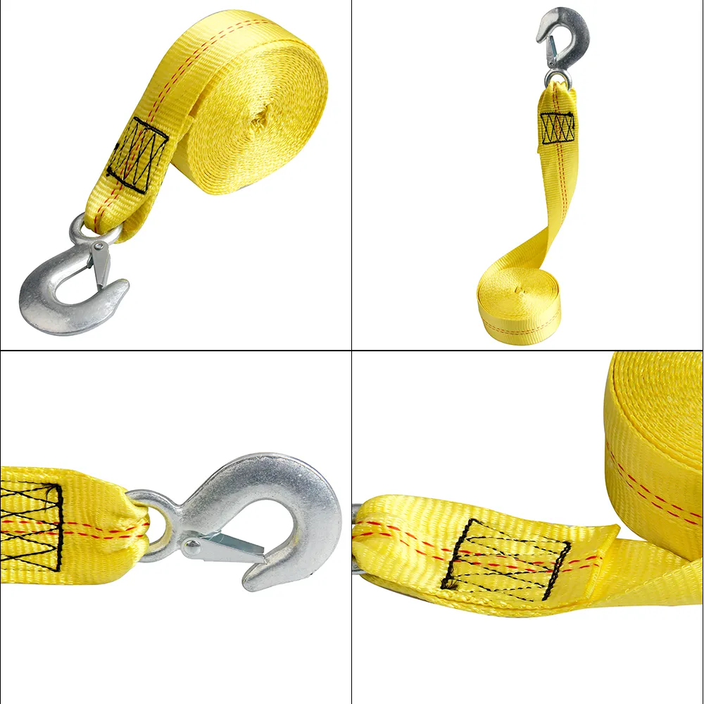 Heavy-Duty 2x20' Yellow Tow Winch Strap w/ Hook, 10000 LB Capacity ...