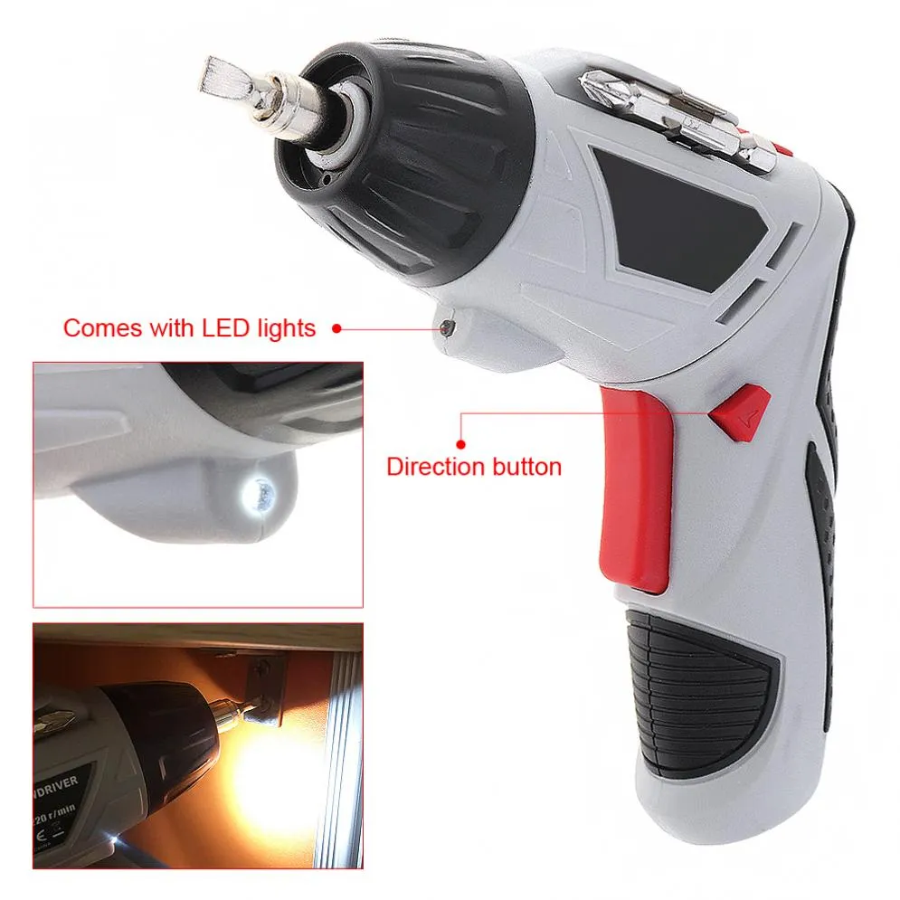 48-Piece 4.8V Mini Rechargeable Electric Screwdriver Set with LED Light ...