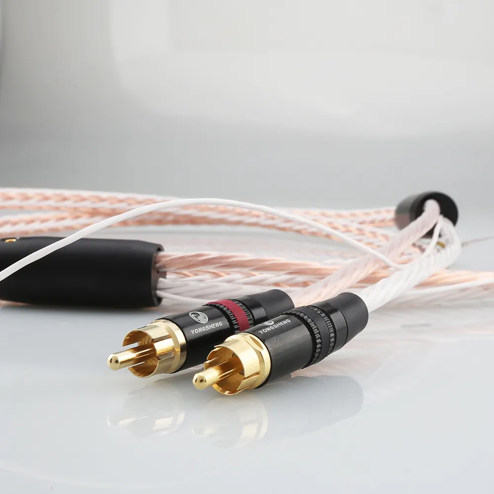 HiFi 8TC 7N OCC Phono Cable Single Copper 2RCA to 2RCA with Grounding ...