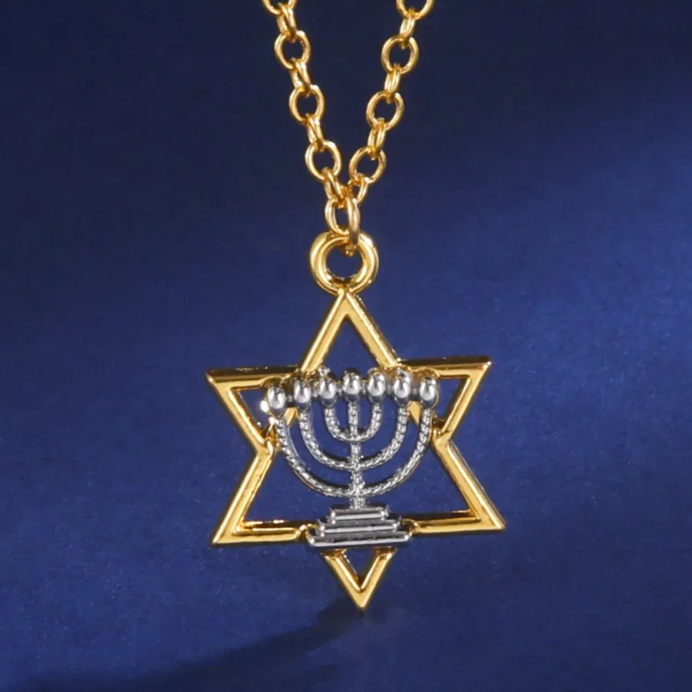 Star of David Round Necklace Jewish Religious Pendant Hexagram ...