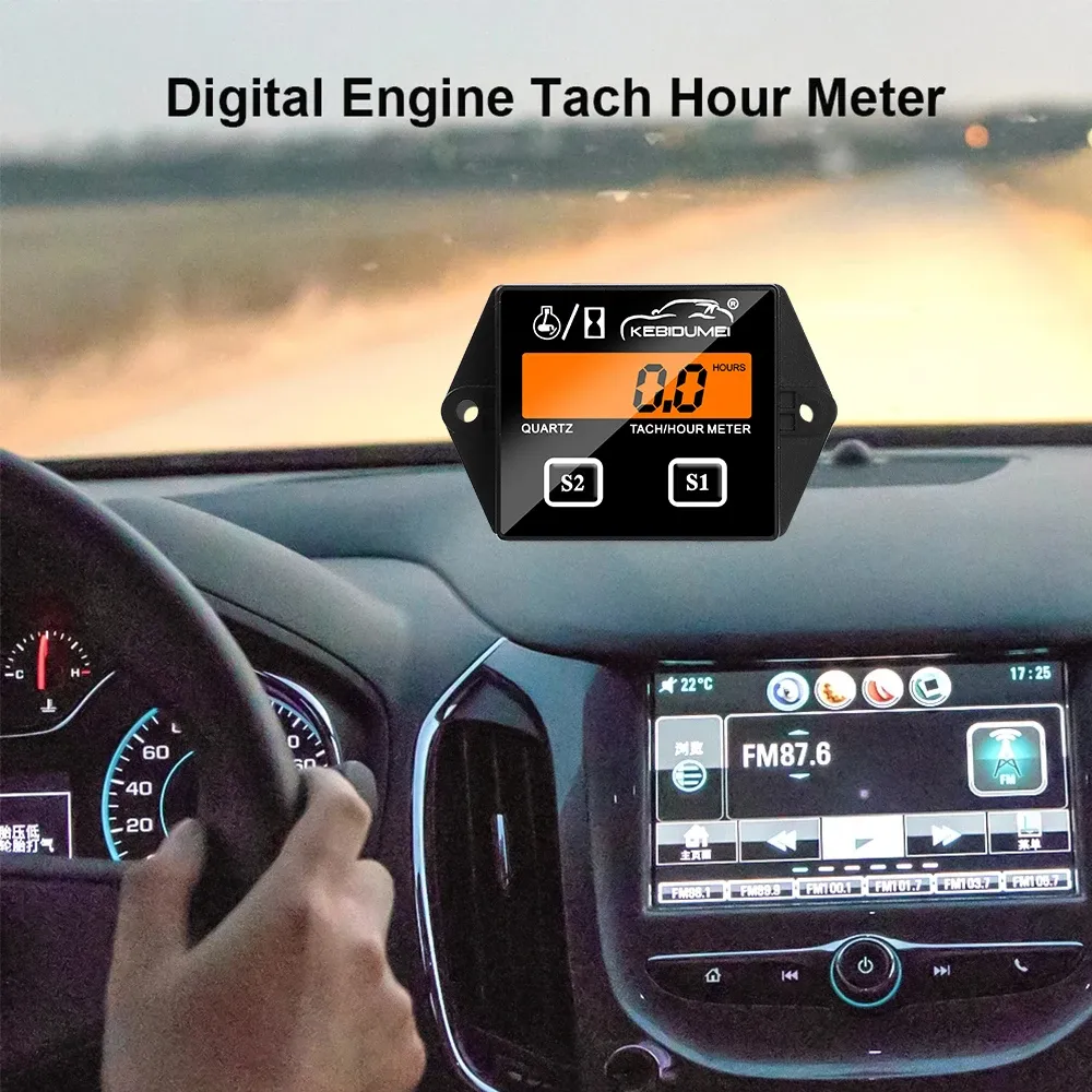 Digital Engine Tach Hour Meter Backlight Replacement Battery Tachometer Gauge Engine Rpm For ATV ...