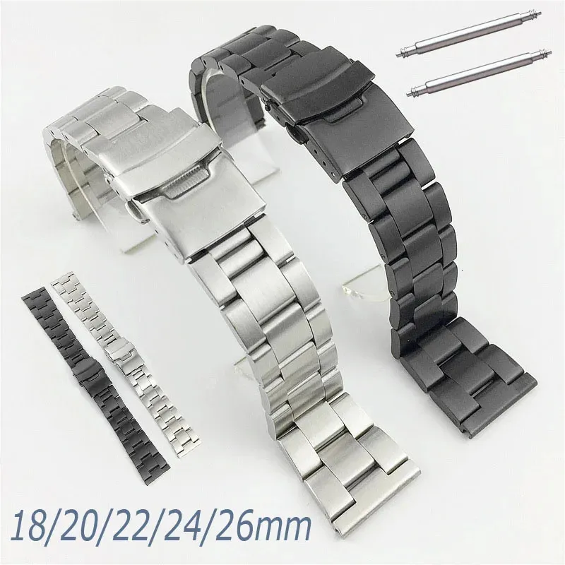 Stainless Steel Replacement Watch Band with Double Lock Buckle - 18mm ...