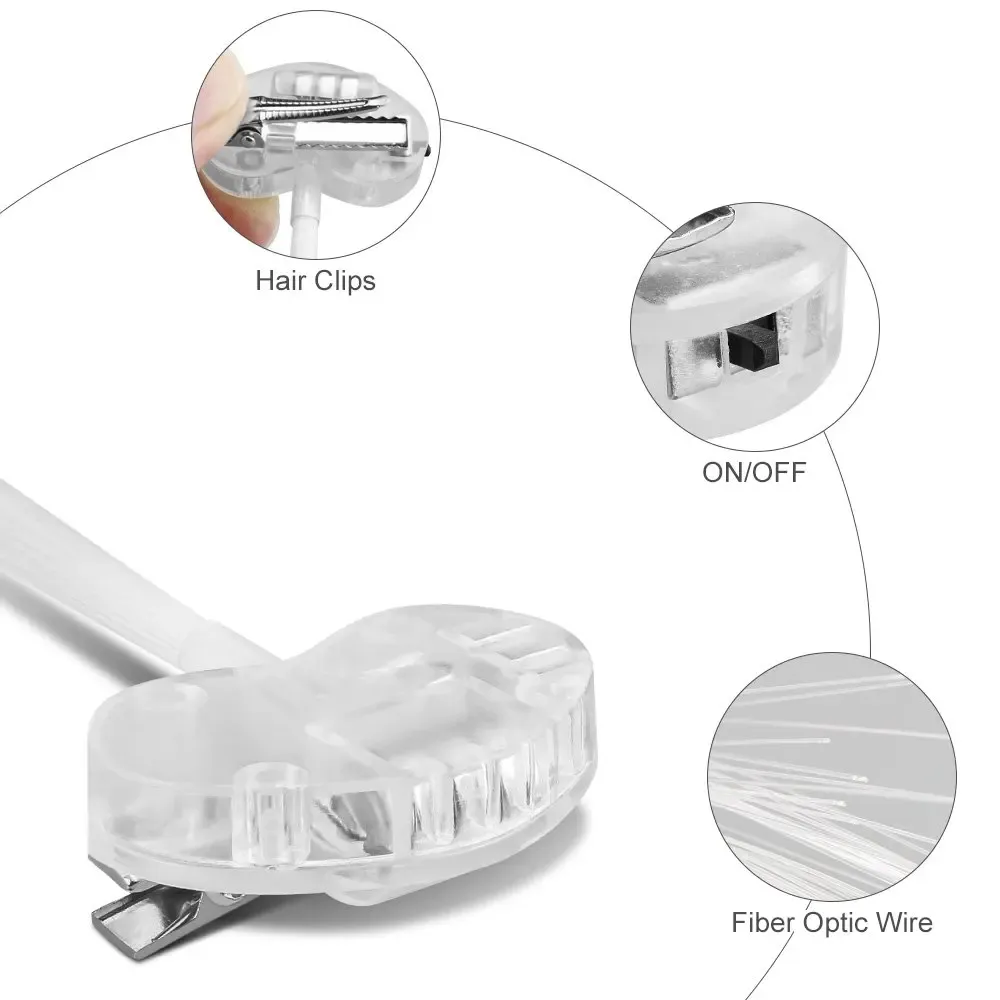 Glowing LED Fiber Optic Hair Clips | 5-Pack Multicolor Light-Up Hair ...