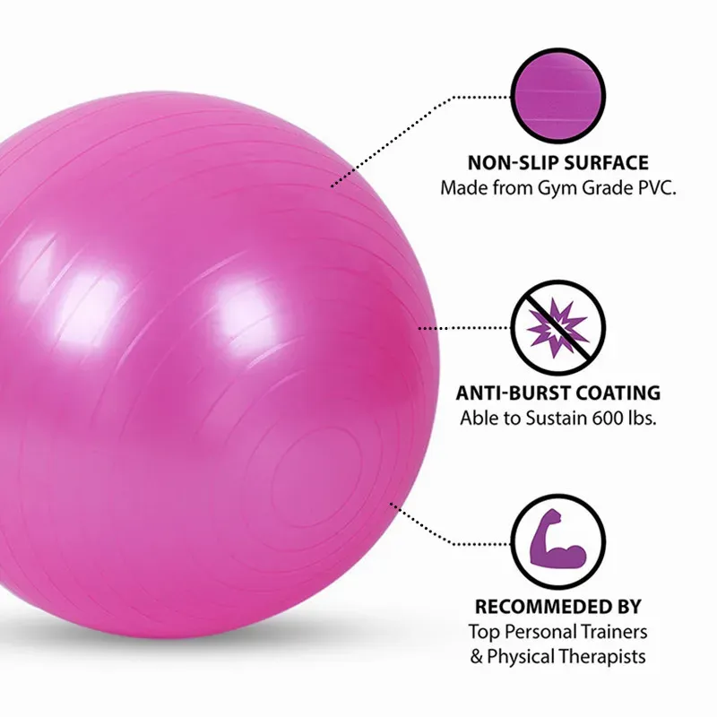 Thickened Yoga Exercise Ball PVC Anti-Burst Fitness Balance Ball - Home ...
