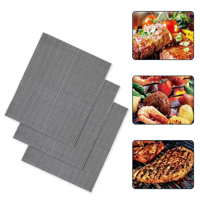 Non-Stick BBQ Grill Mesh Mats - Reusable Heavy Duty Cooking Mats for ...
