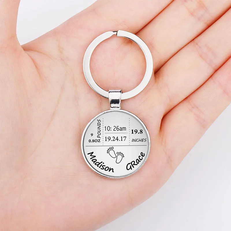 Round Baby Keychain: Personalized Name, Date of Birth, Weight, Time ...