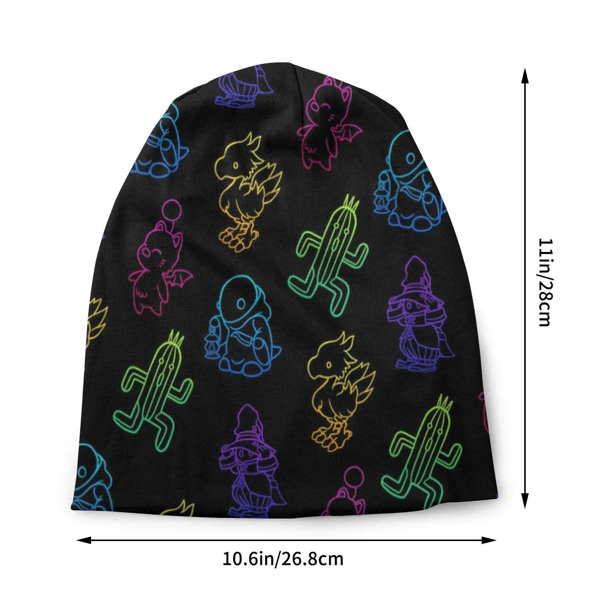 Unisex Winter Knit Beanie Cap: Final Fantasy Outlines, Cactuar Line Art ...