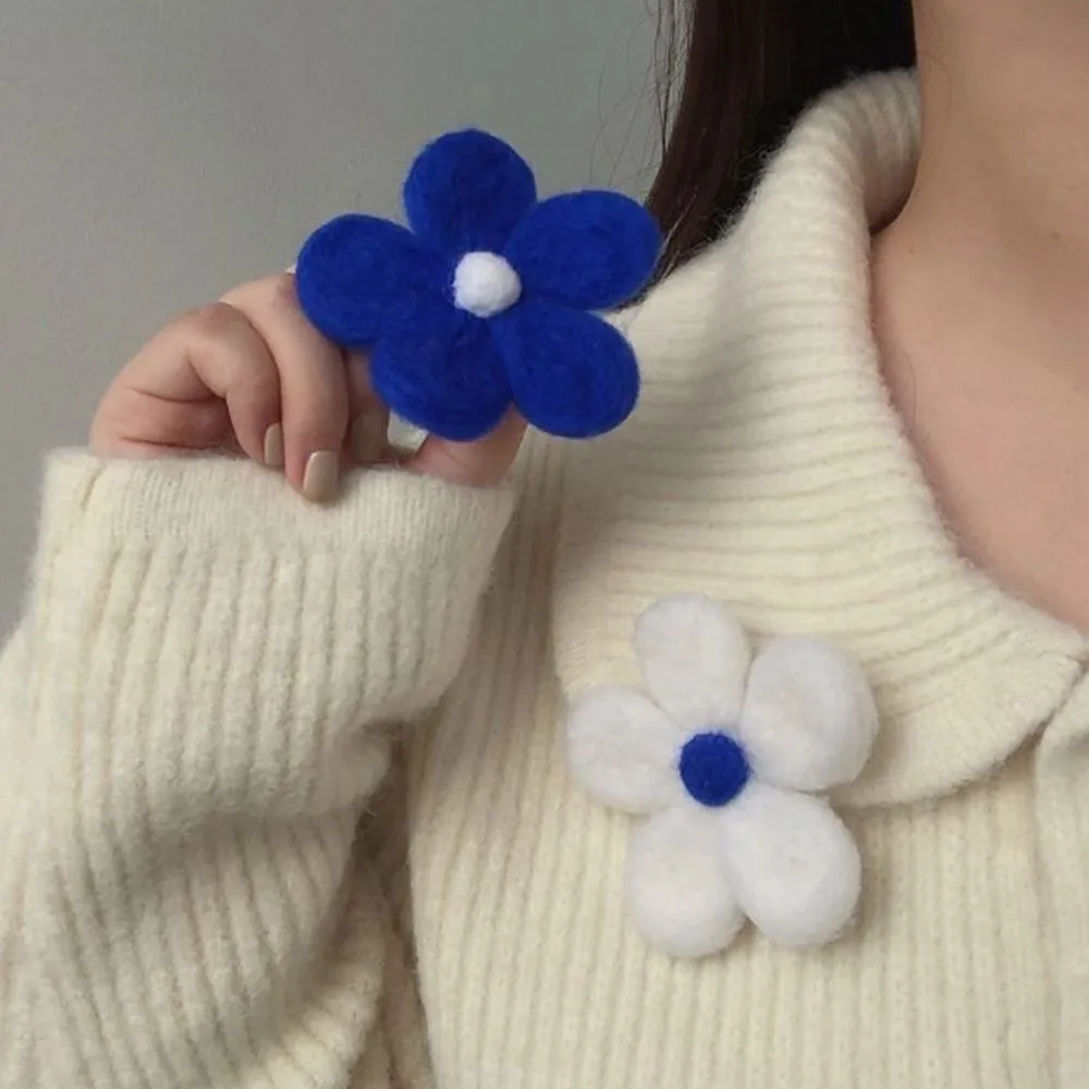 Klein Blue Flower Dual-use Wool Felt Brooch and Hair Barrette for Women ...