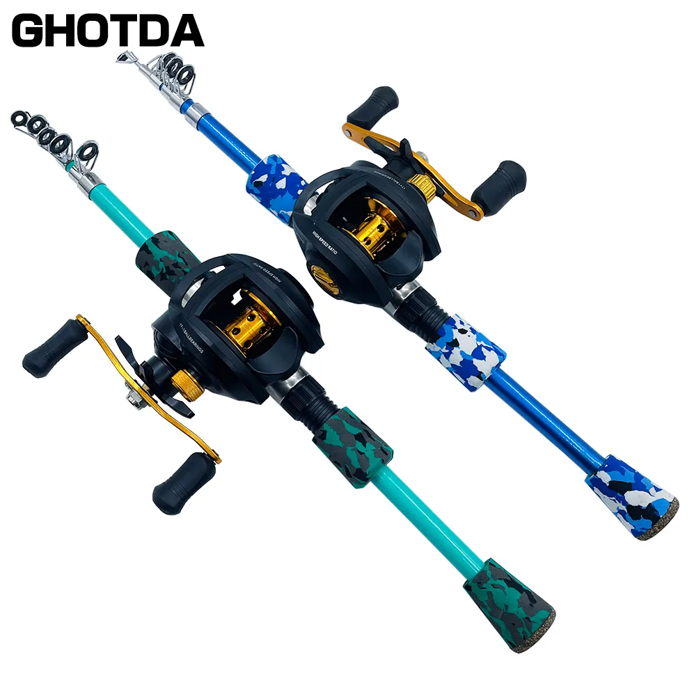 Telescopic Fishing Rod Combo with Baitcasting Reel Set 4.3, 4.9, 5.9 ft ...