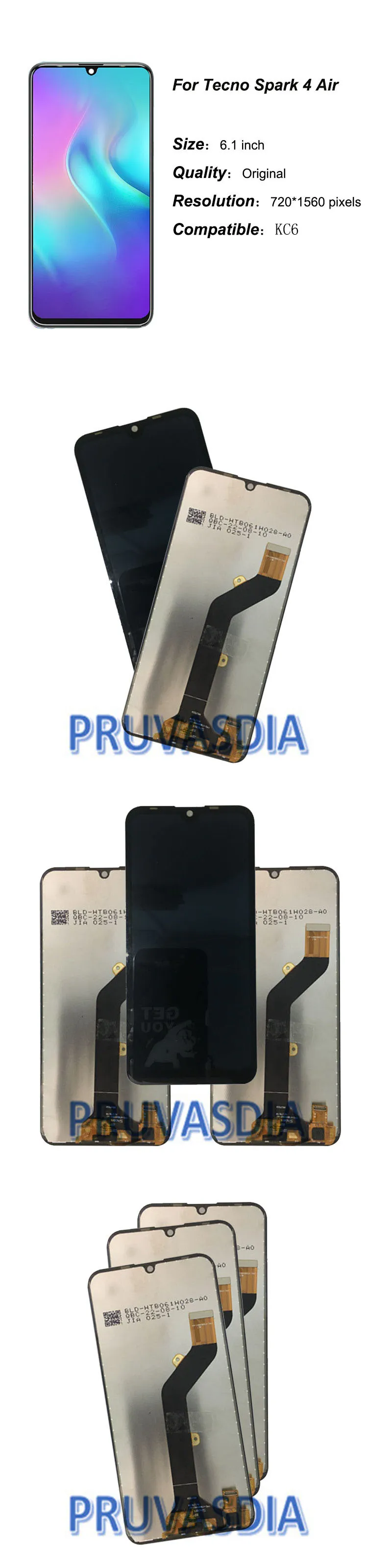 Phone LCD Replacement For Tecno Spark 4/Spark 4 Air KC6 KC1J LCD ...