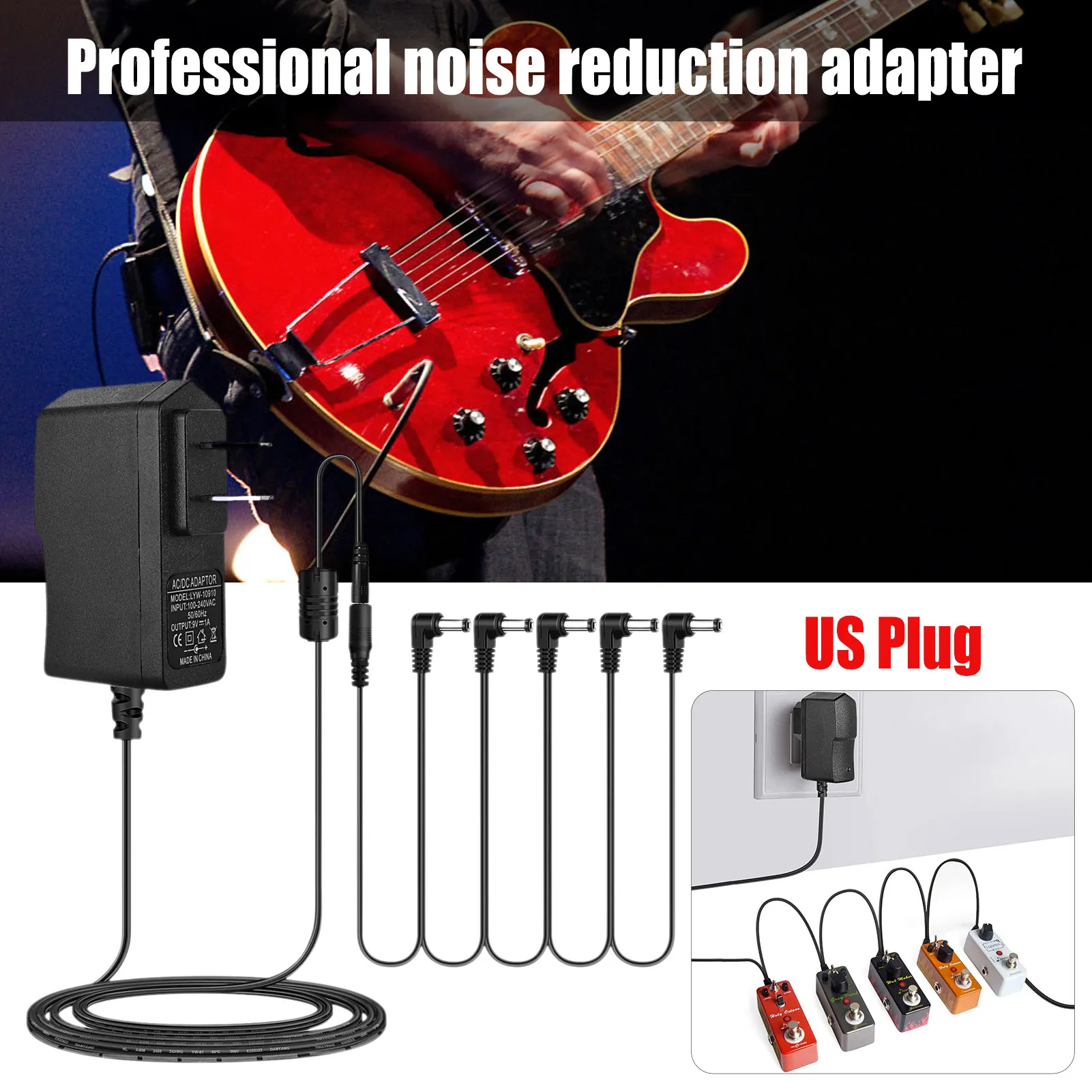 DHgate.com:9V DC 500mA Power Supply Adapter for Guitar Effect Pedals ...