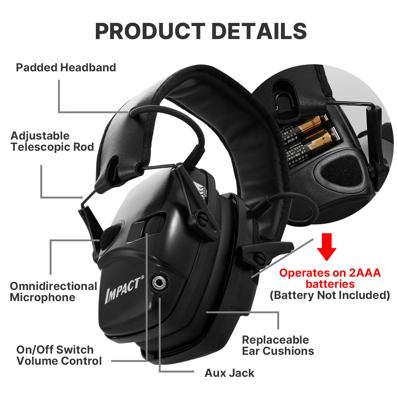 Tactical Electronic Earmuffs with ARC OPS-CORE Rail Adapter for ...