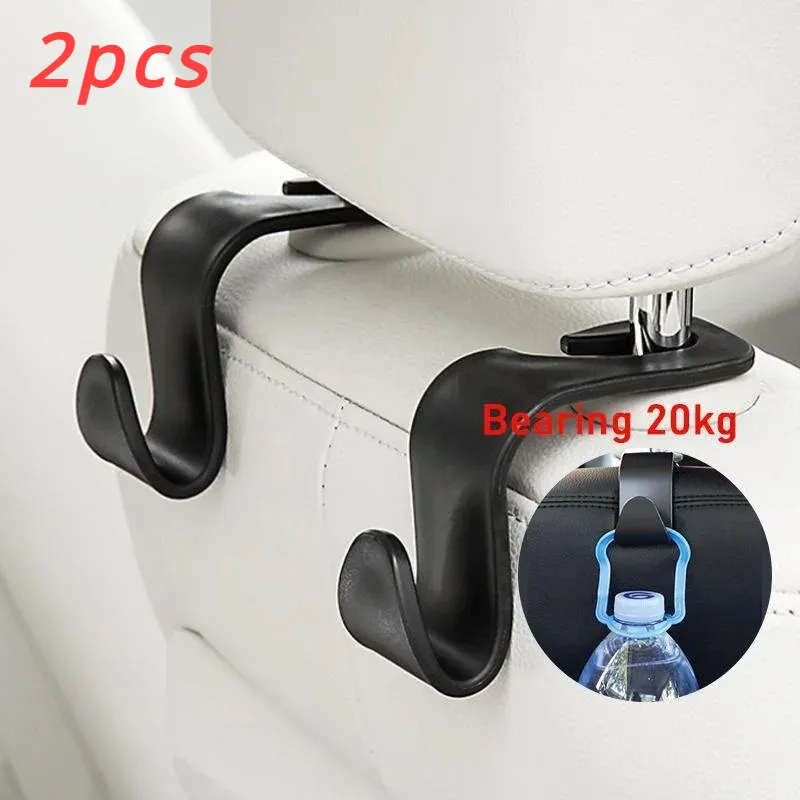 Car Seat Headrest Hooks - Universal Auto Backseat Hangers, Black PU ...