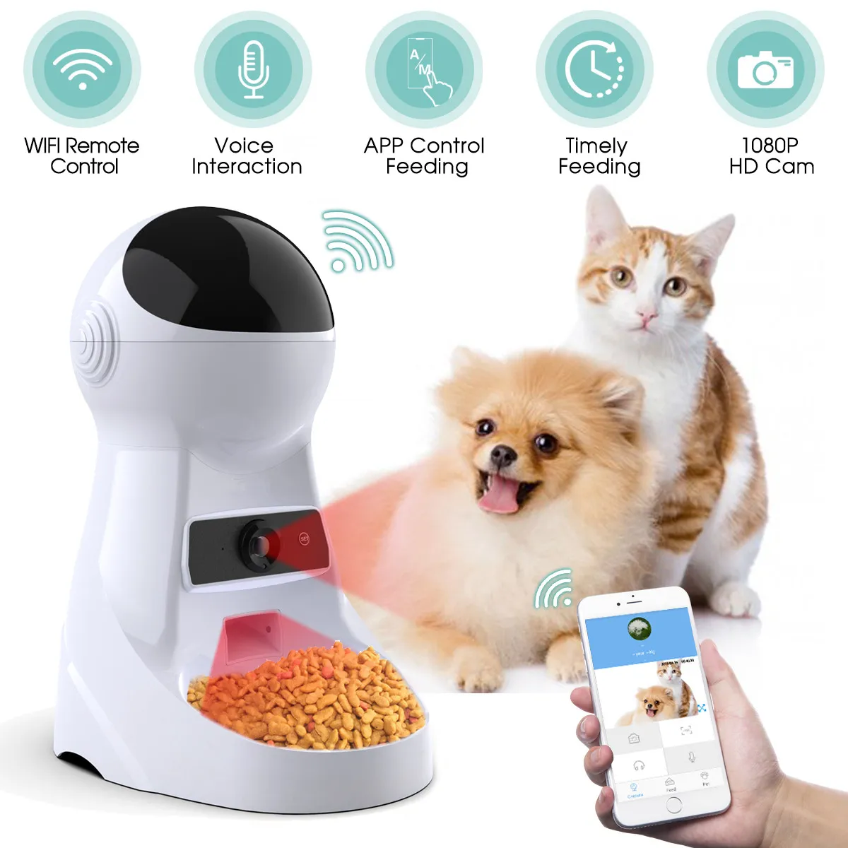 8-in-1 Pet Accessory: 3L LCD WIFI Automatic cat automatic pet feeder ...