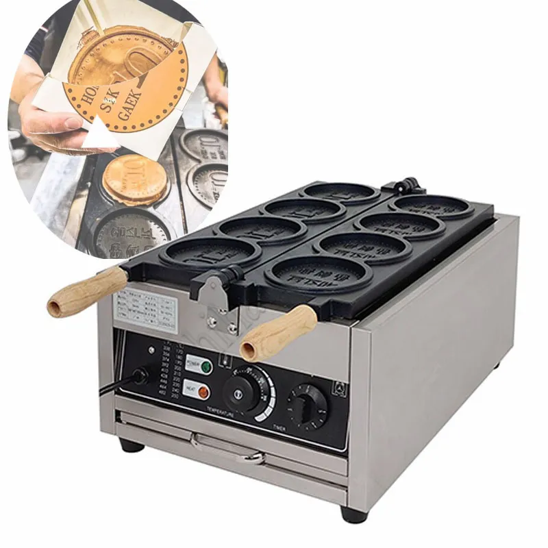 Commercial 3 Holes Non Stick Coating Korean Gold Coin Waffle Machine ...