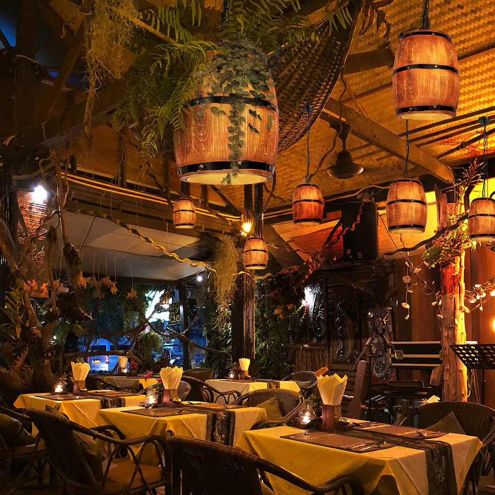 Rustic Retro Loft E27/E26 LED Wine Barrel Pendant Lamp For Bar Coffee ...