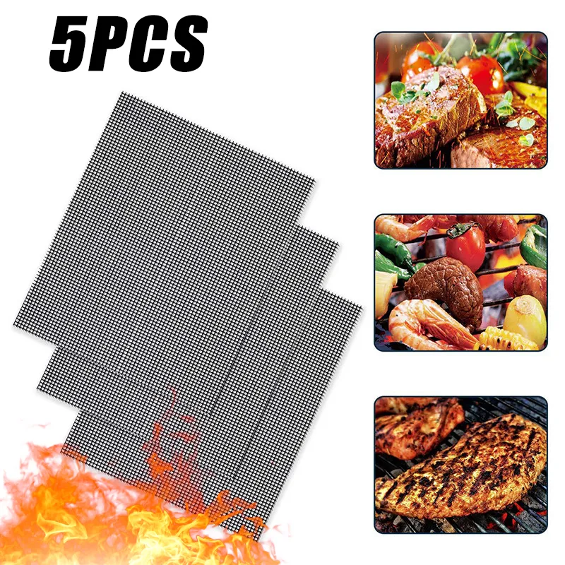 Reusable Heat-Resistant Non-Stick Barbecue Mesh Mat BBQ Baking Net Pad ...