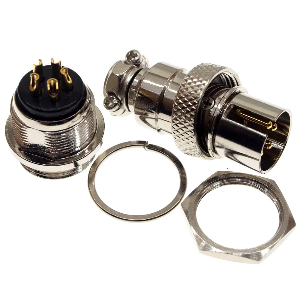 4 Pin Electrical Connector GX16 Aviation Plug Socket Kit, Male Female ...
