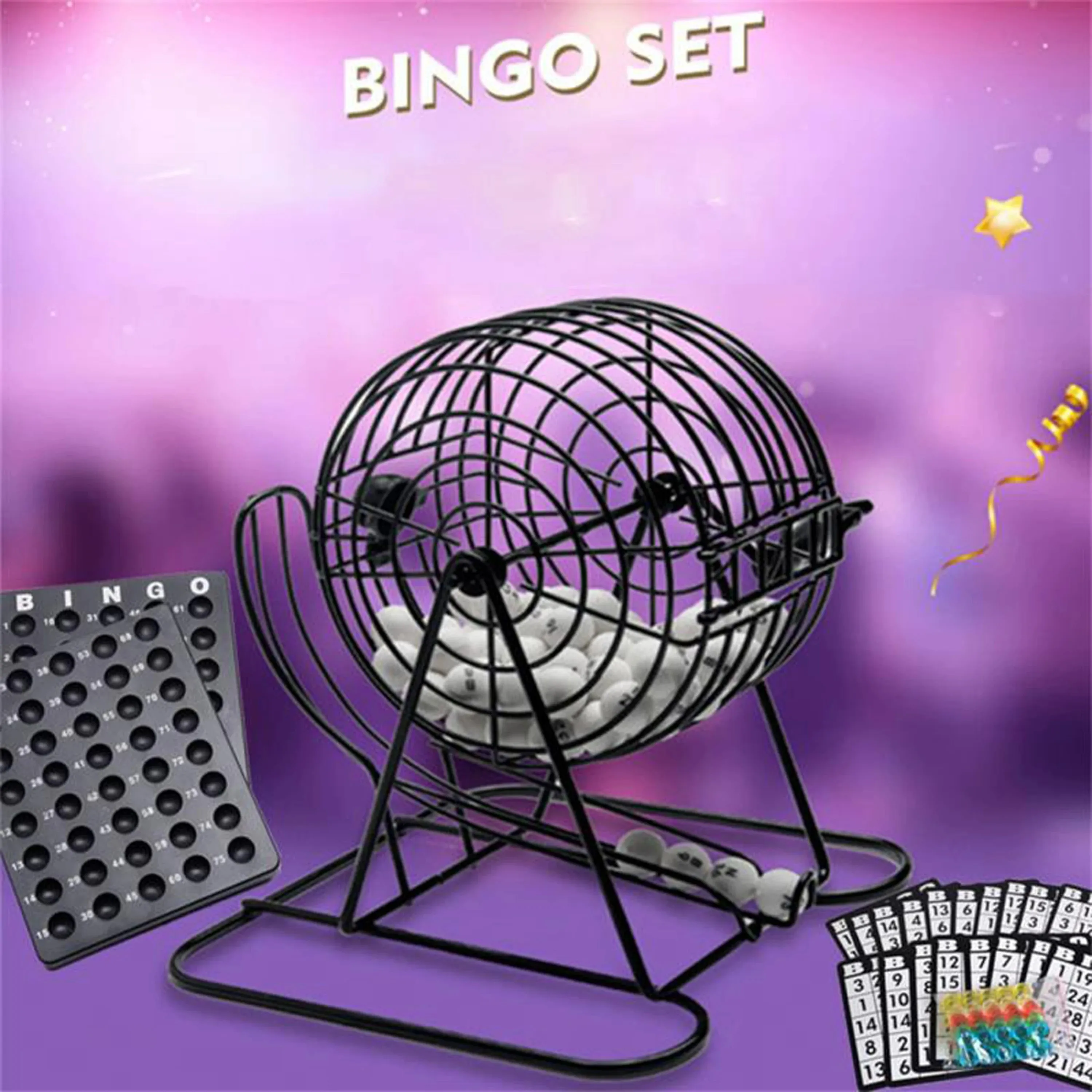 Bingo Set For Large Groups Complete Game With Cage, Board, Cards, Balls ...