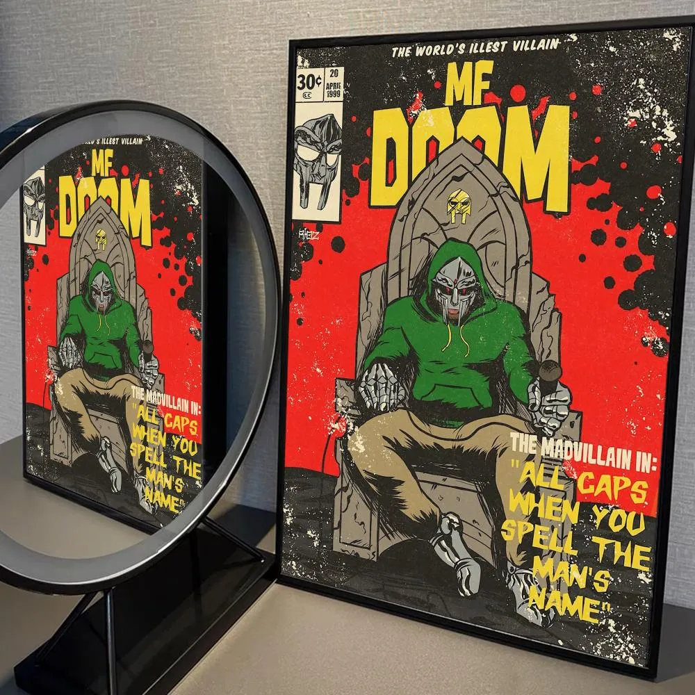 MF DOOM Comic Style Music Self-adhesive Vinyl Poster Wall Sticker for ...