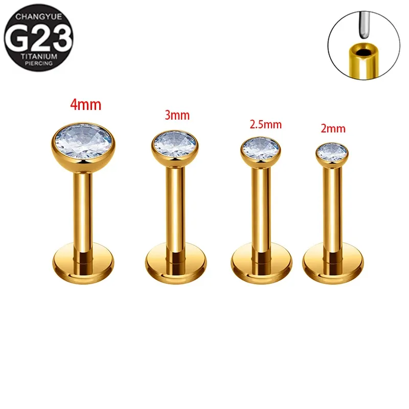 Titanium Plug-In CZ gold earrings design and Piercings Set - G23, 16G ...