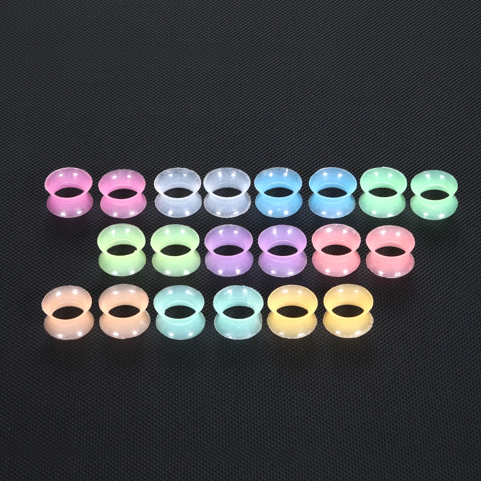 20-Pack Silicone Double Flared Ear Plugs - Glowing Thin Flesh Tunnels ...