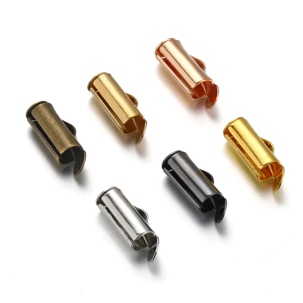 50 Pack Metal Crimp End Caps Slider Clasp Buckles Tubes: DIY Jewelry ...