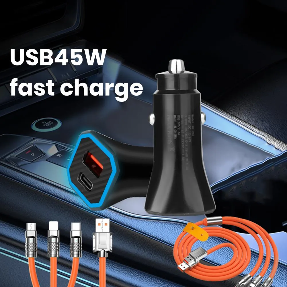 Universal 45W Fast Car Charger with Type-C 8-pin Micro USB Splitter ...