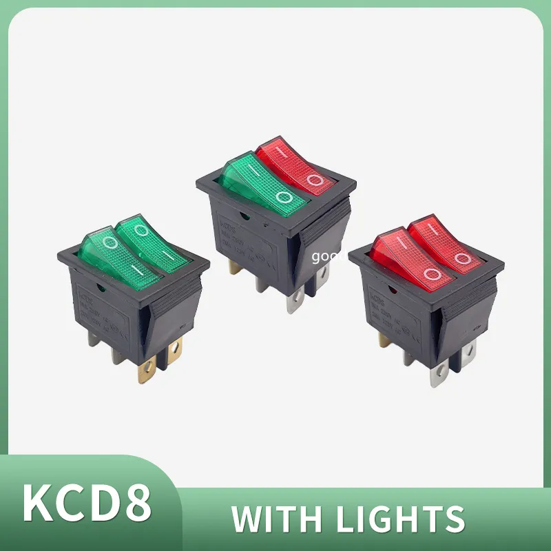 KCD8 Double Rocker Switch, 16A 250V/20A 125V, Waterproof ON-OFF Power ...