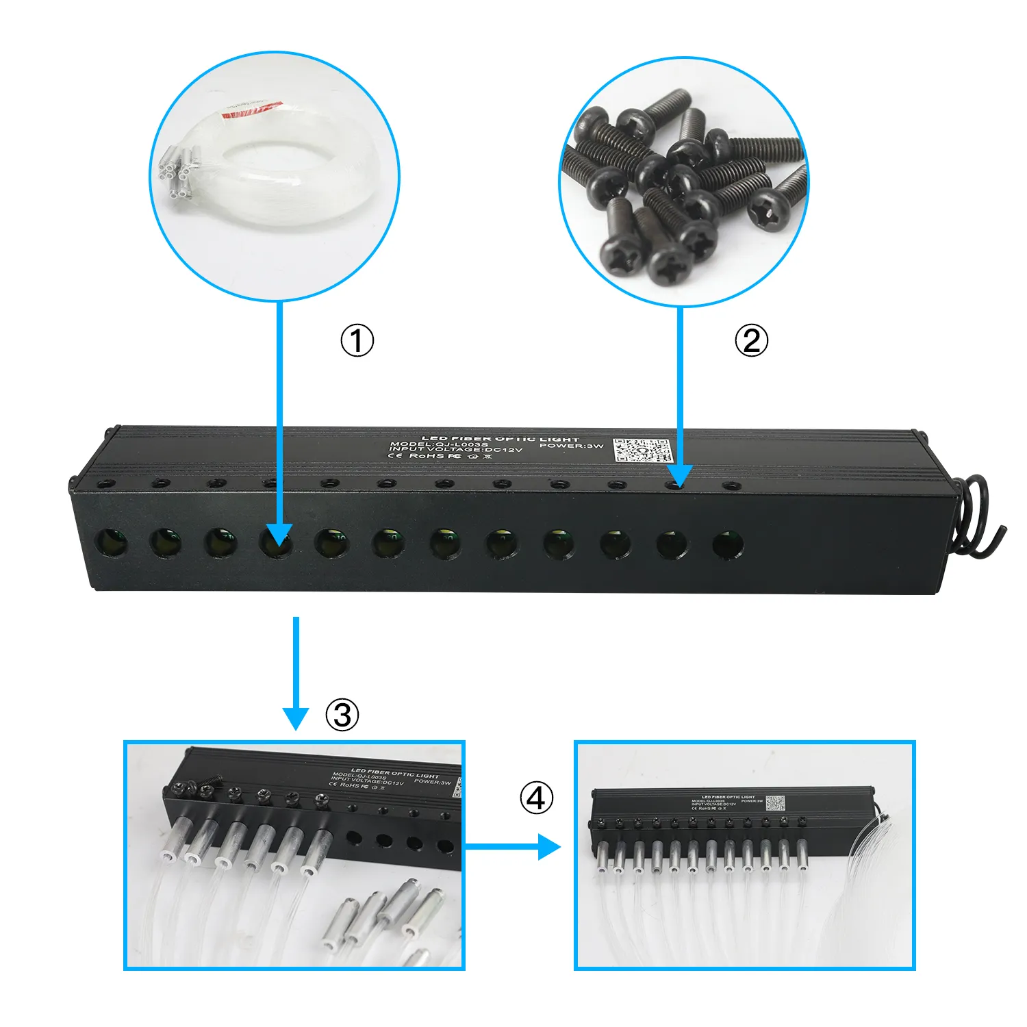 DHgate.com:Shooting Stars Fiber Optic Kit: 3W, 12-Hole Starry Sky LED ...